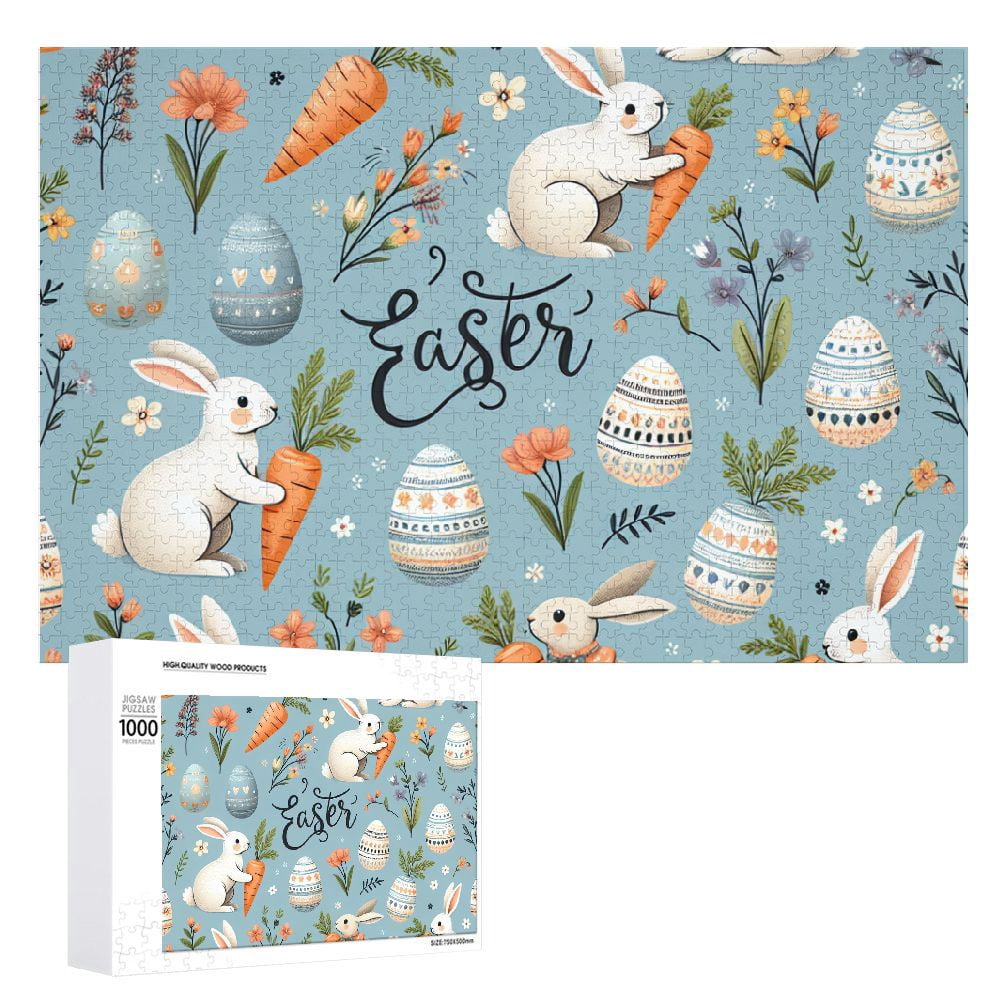 Awypu Easter Bunnies Easter Eggs Flowers Wooden Puzzle for Adults and ...