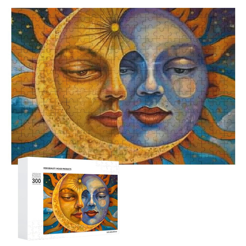 Awypu Faces Sun Moon Faces Sun Moon Wooden Puzzle Challenging Difficult ...