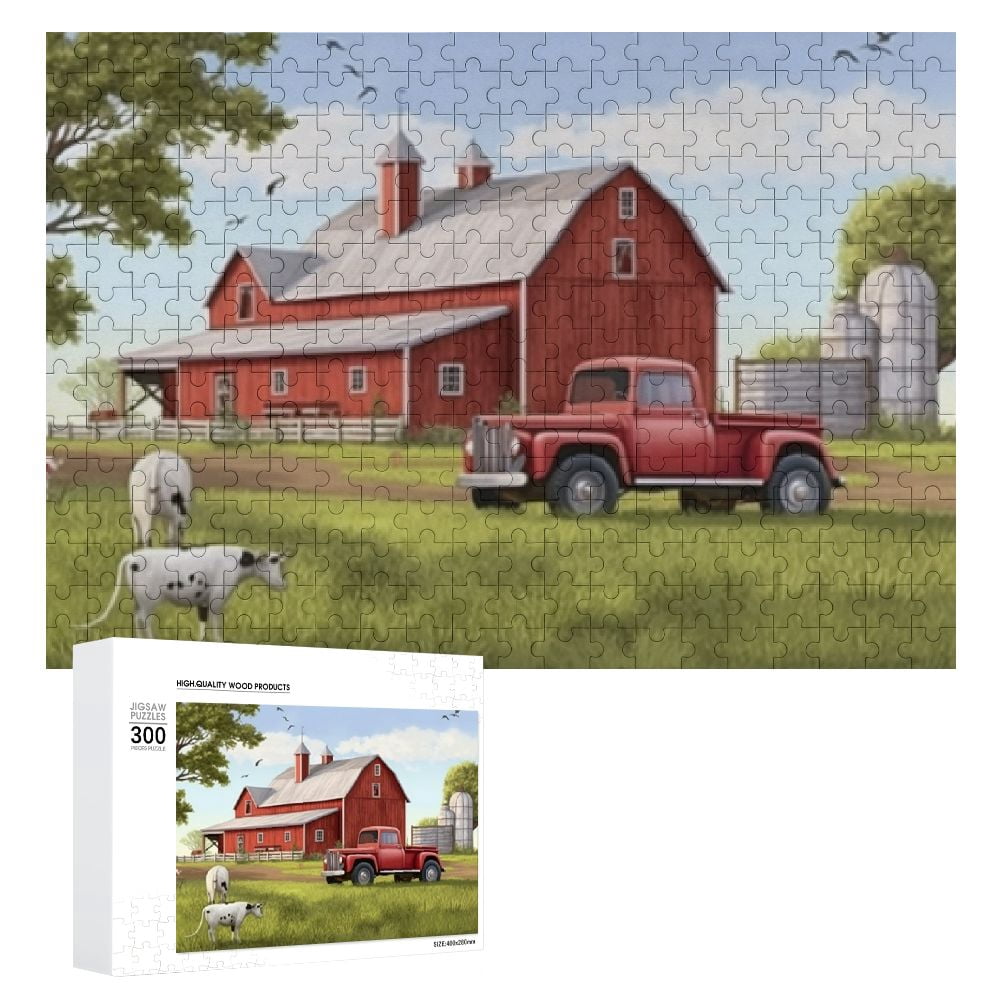 Awypu Farm Animals Wooden Jigsaw Puzzle for Adults and Kids - Gift for ...