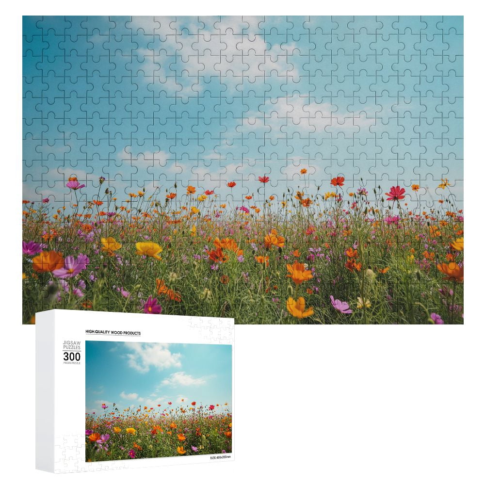 Awypu Flowers of All Colors Gently Sway the Fields Wood Puzzle for ...