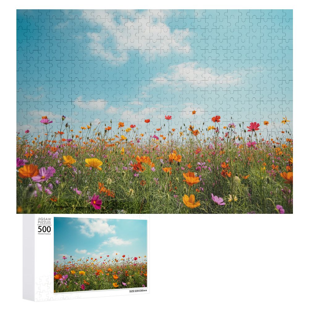 Awypu Flowers of All Colors Gently Sway the Fields Wood Puzzle for ...