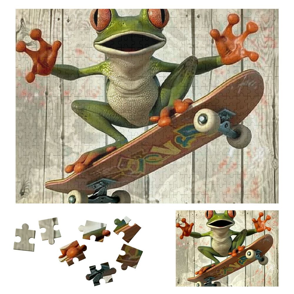 Awypu Frog Skateboard Animation Wooden Puzzle for Adults and Kids 500 PCS - Walmart.com