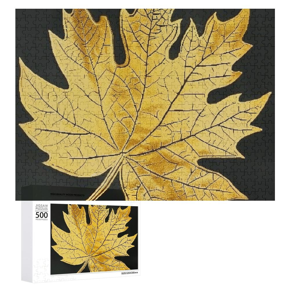 Awypu Gold Leaf Leaf Goldsworthy Wooden Puzzle Challenging Difficult Wood Puzzles for Adults 500 ...