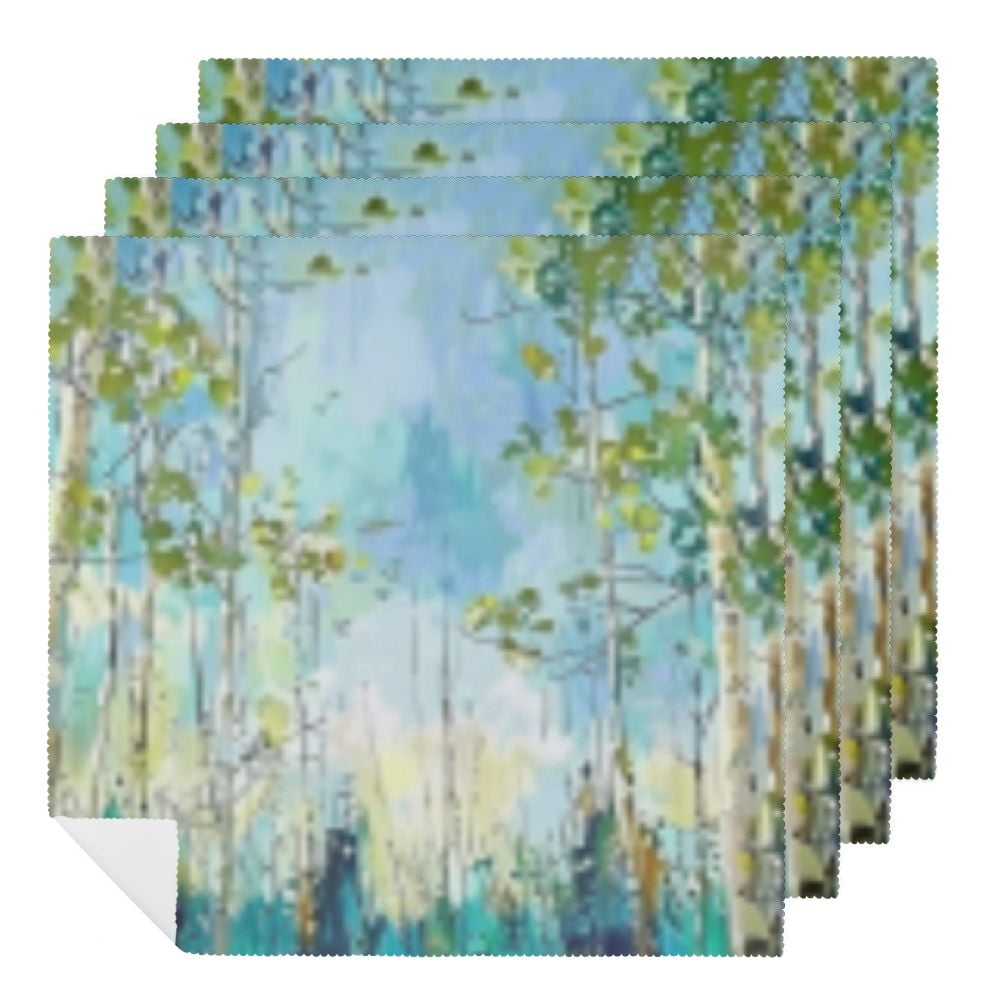 Awypu White Birch Forest Cloth Napkin Reusable for Farmhouse Party ...
