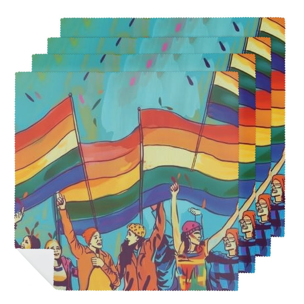 Nawy LGBT Poster Rainbow Logo Equality Movement Happy Pride Month Poster Cloth Napkin Reusable 4 ...
