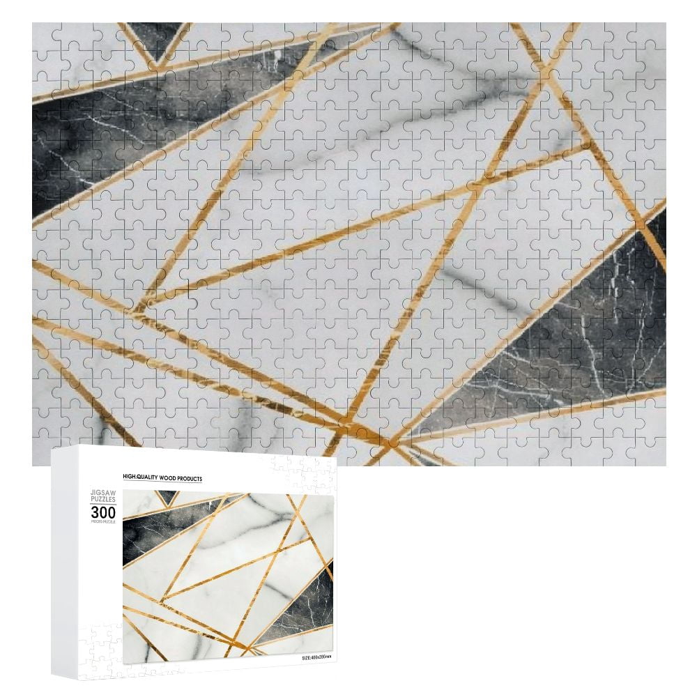Awypu Marble Gold Lines Geometric Wooden Puzzle Game Toy Gift for ...