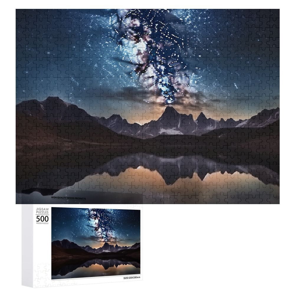 Awypu Mountain Range Night Sky Reflection Wooden Jigsaw Puzzle Gift for ...