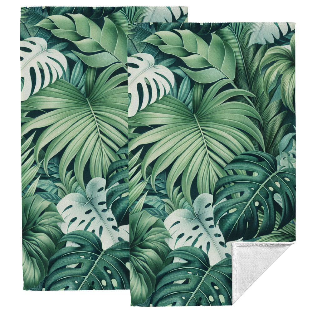 Nawy Palm Leaf Green Tropical Leaves Decorative 2-Piece Funny Kitchen ...