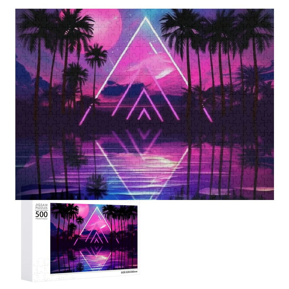 Awypu Palm Trees Stars Triangle Wooden Puzzle Gift for Family Friends ...