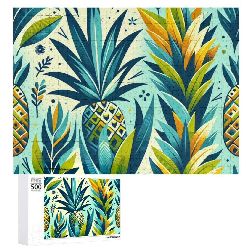 Awypu Pineapple Blue Palm Leaves Body Wooden Jigsaw Puzzle Impossible ...