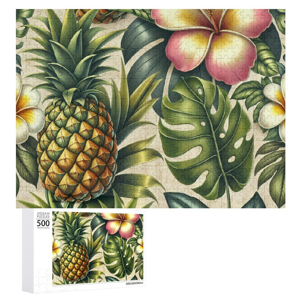 Awypu Pineapples Decorative Green Yellow Pink Wooden Jigsaw Puzzle for ...
