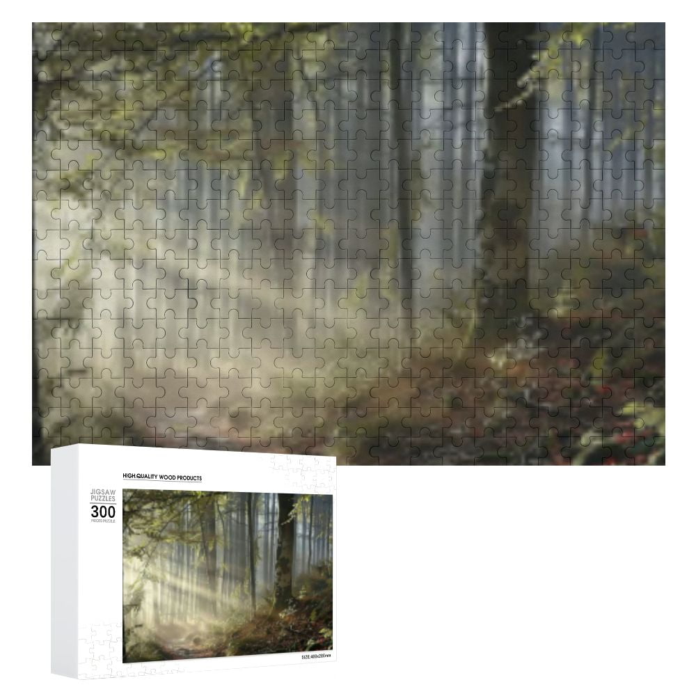 Awypu Puzzle for Adults and Kids Green Fall Forest with Sun Rays ...