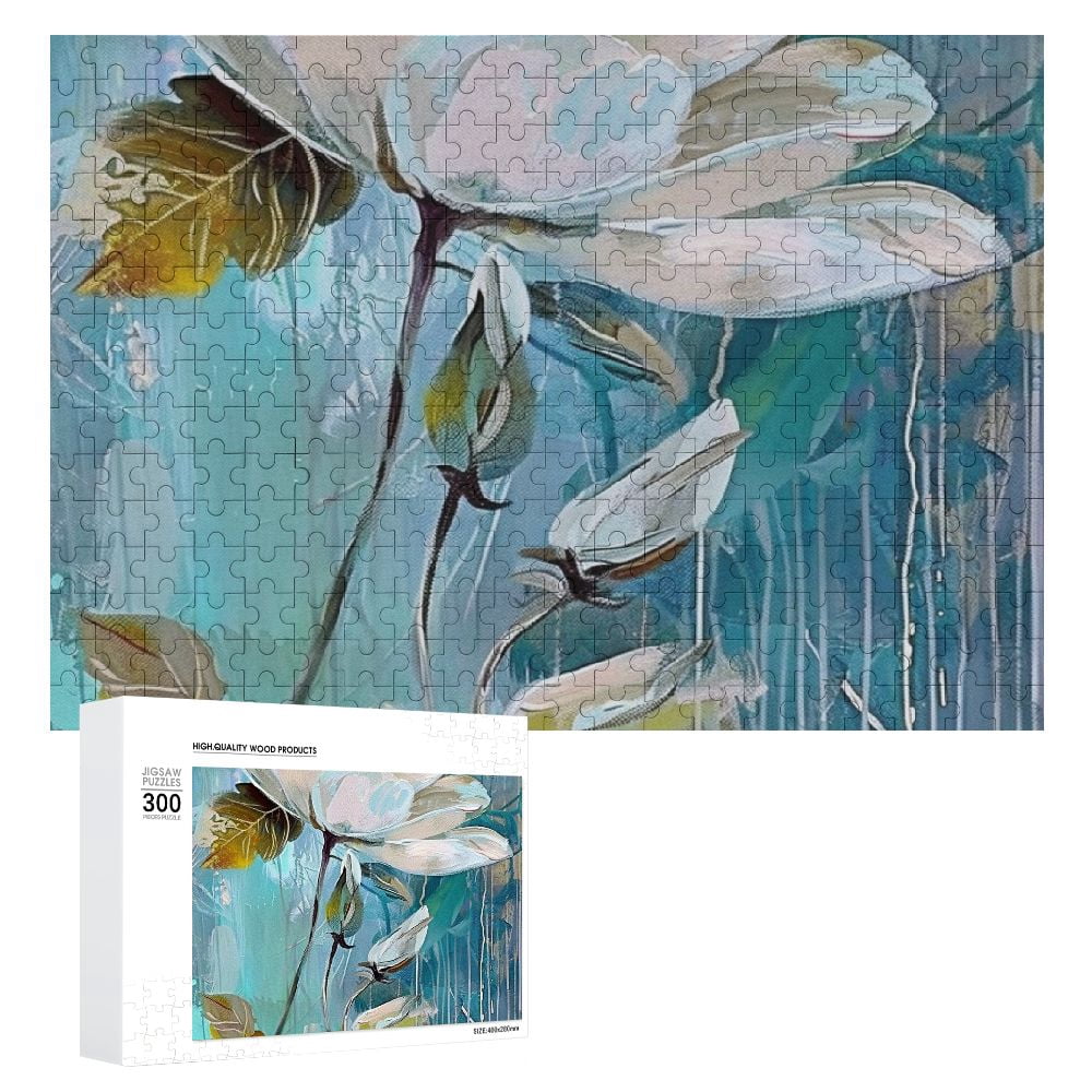 Awypu Puzzle for Adults and Kids White Flower Wooden Jigsaw Puzzle 300 ...