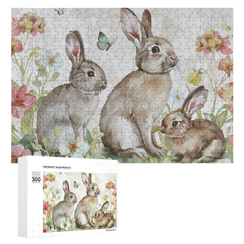 Awypu Rabbits Butterfly Flowers Wood Puzzle Challenging Difficult ...