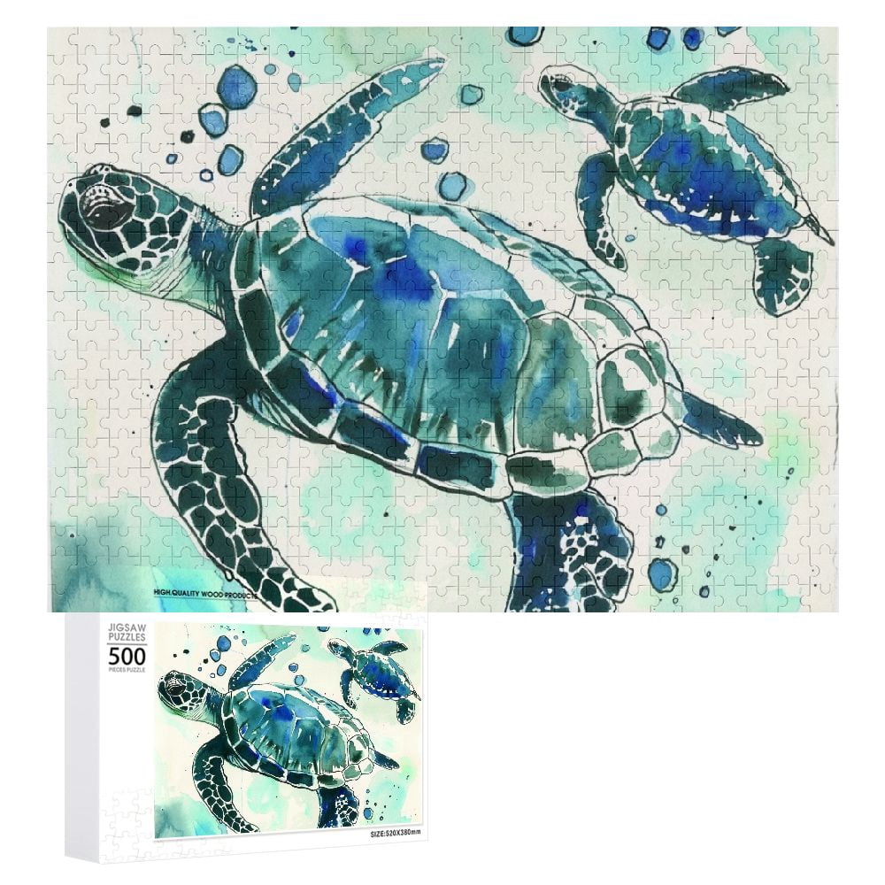 Nawy Sea Turtle Ocean Watercolor Sea Animal Turtle Wooden Jigsaw Puzzle ...