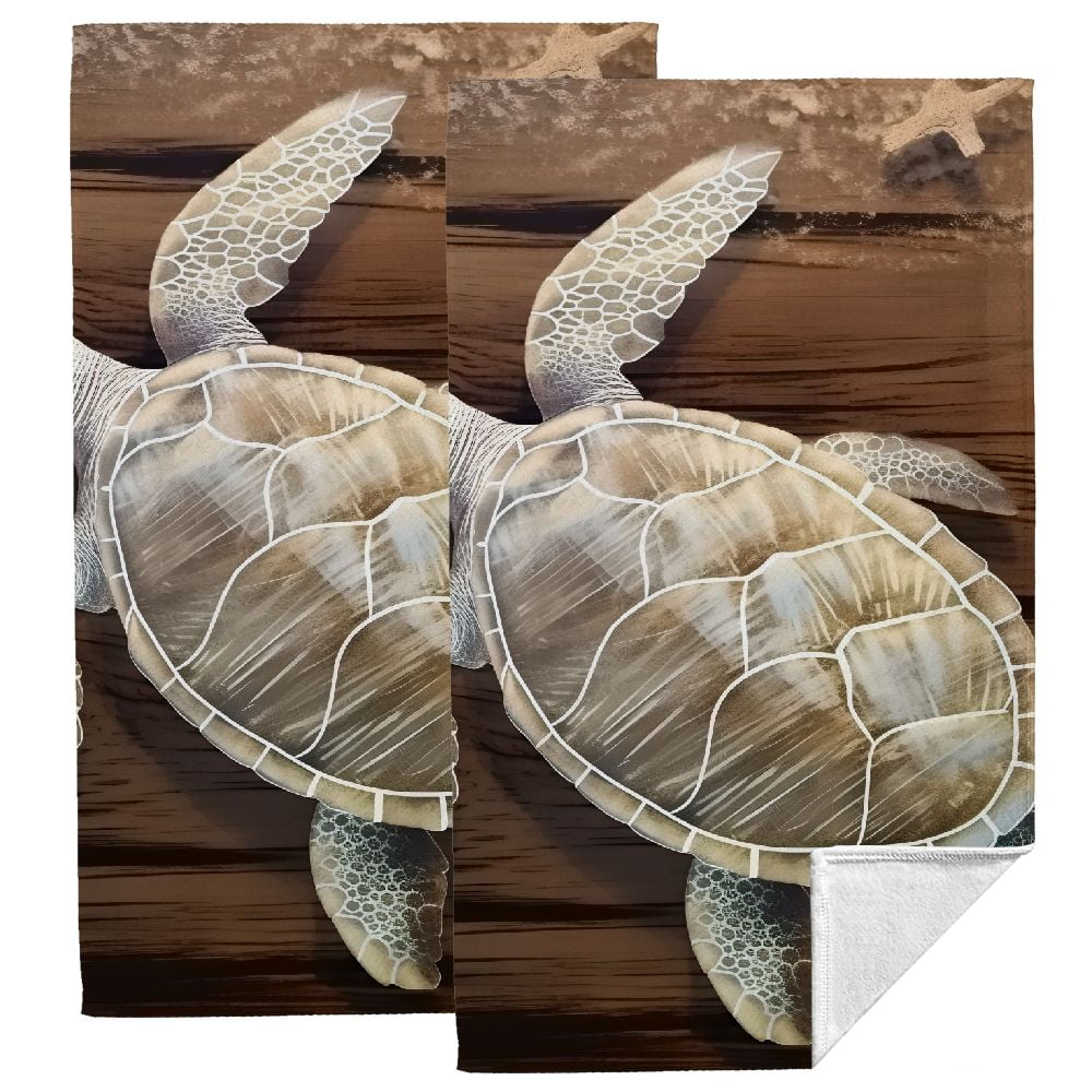 Nawy Sea Turtle Towel Set of 2, Funny Kitchen Towels for Kitchens and Bathrooms, Ultra Absorbent ...