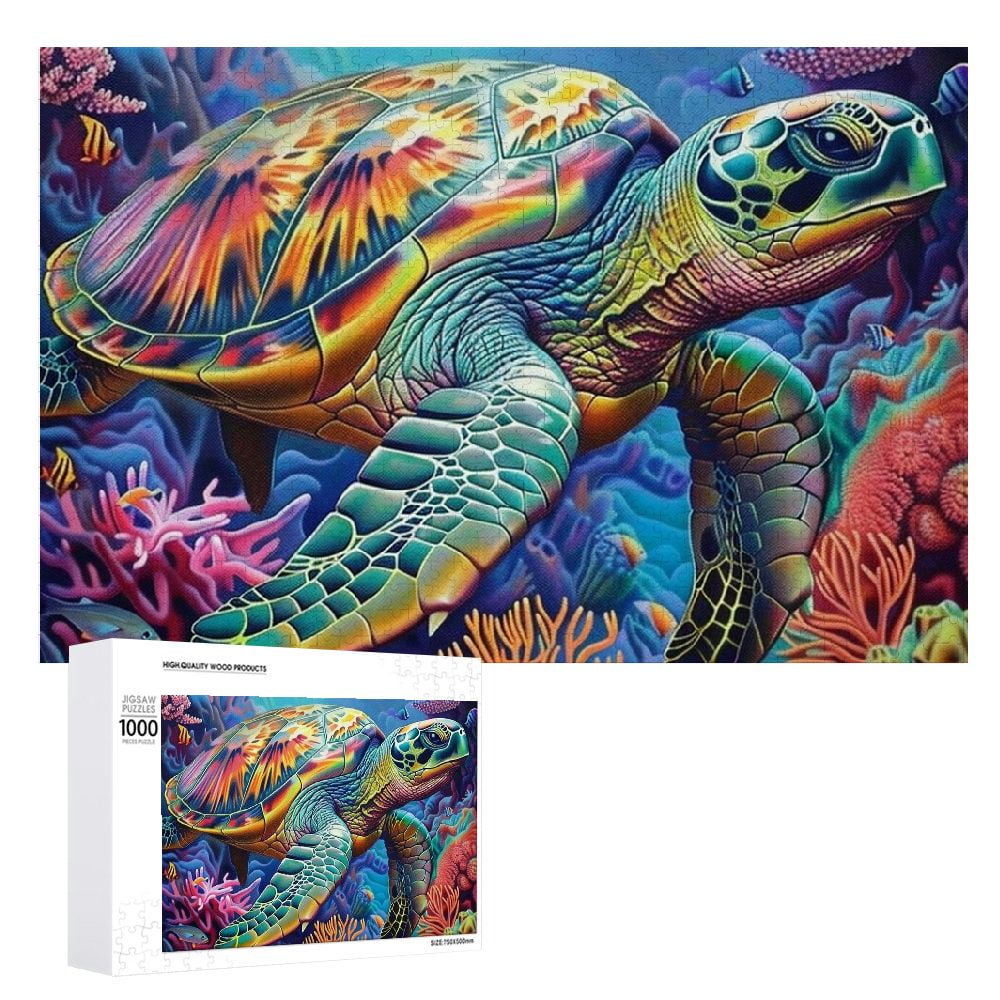 Awypu Sea Turtle Wooden Jigsaw Puzzle - Relaxing and Engaging Puzzle ...