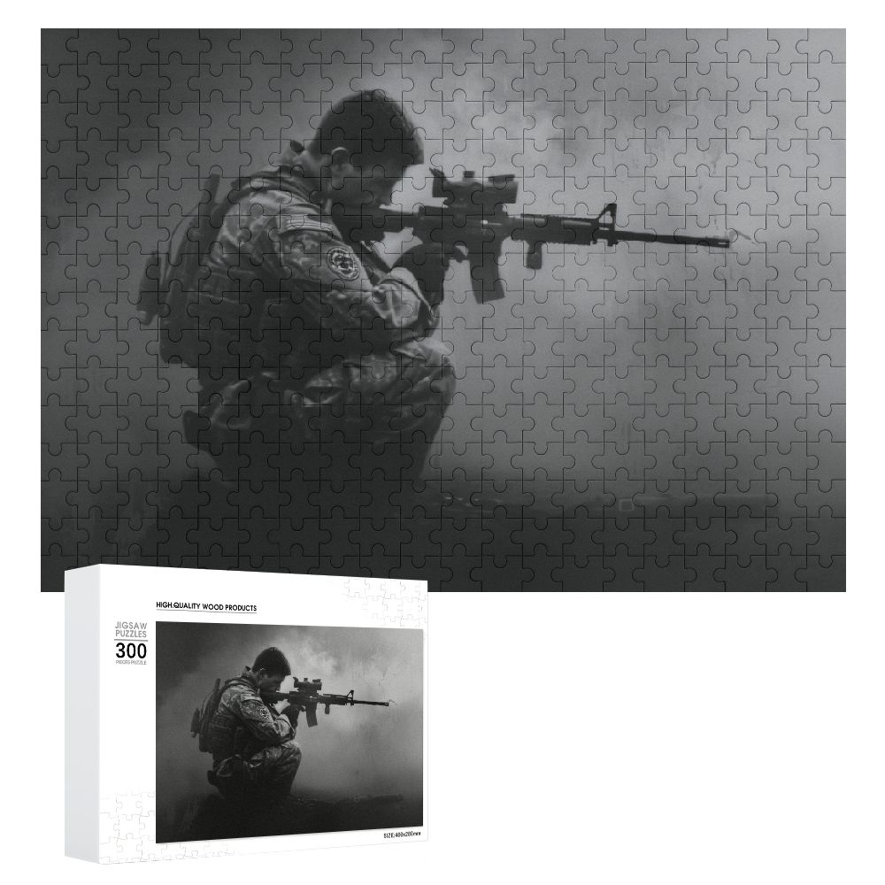 Awypu Soldier Rifle Fog Wooden Jigsaw Puzzle Leisure Game Toy Gift for ...
