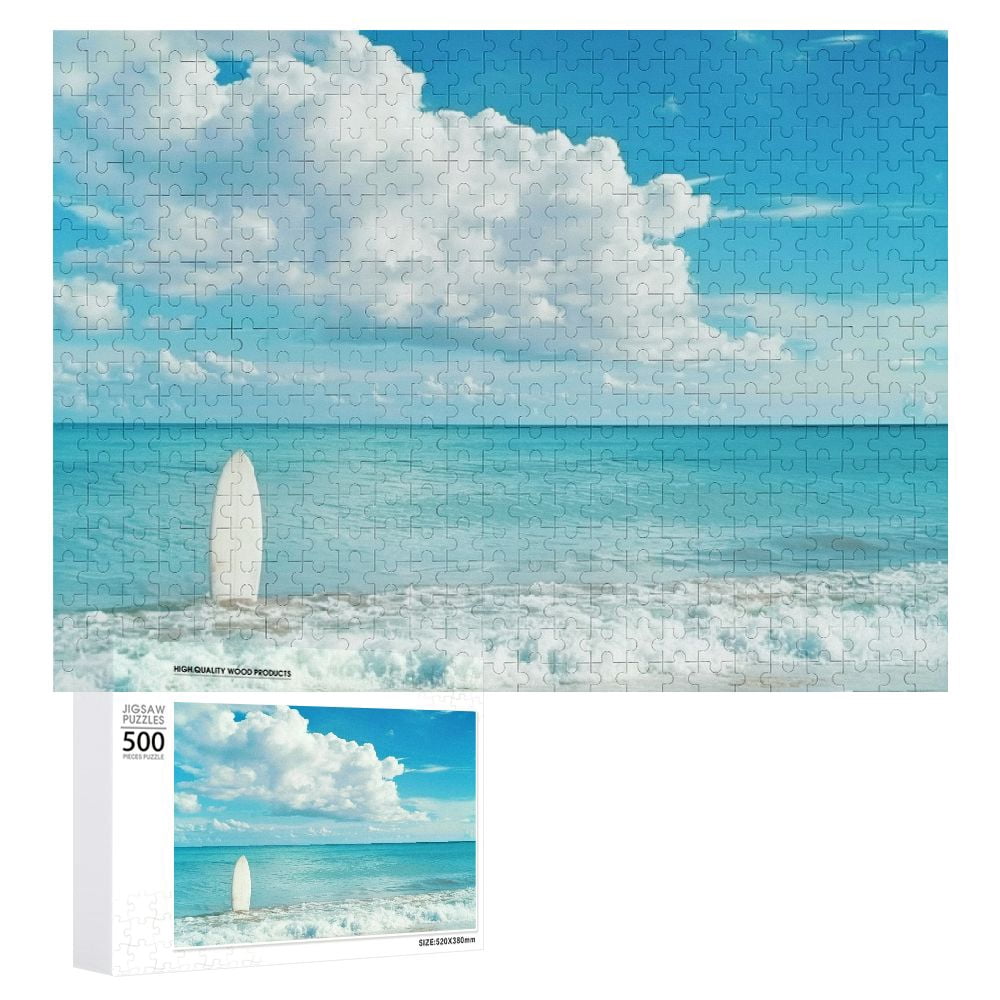 Awypu Surfboard Ocean Blue Sky Wooden Jigsaw Puzzle Gift for Family ...