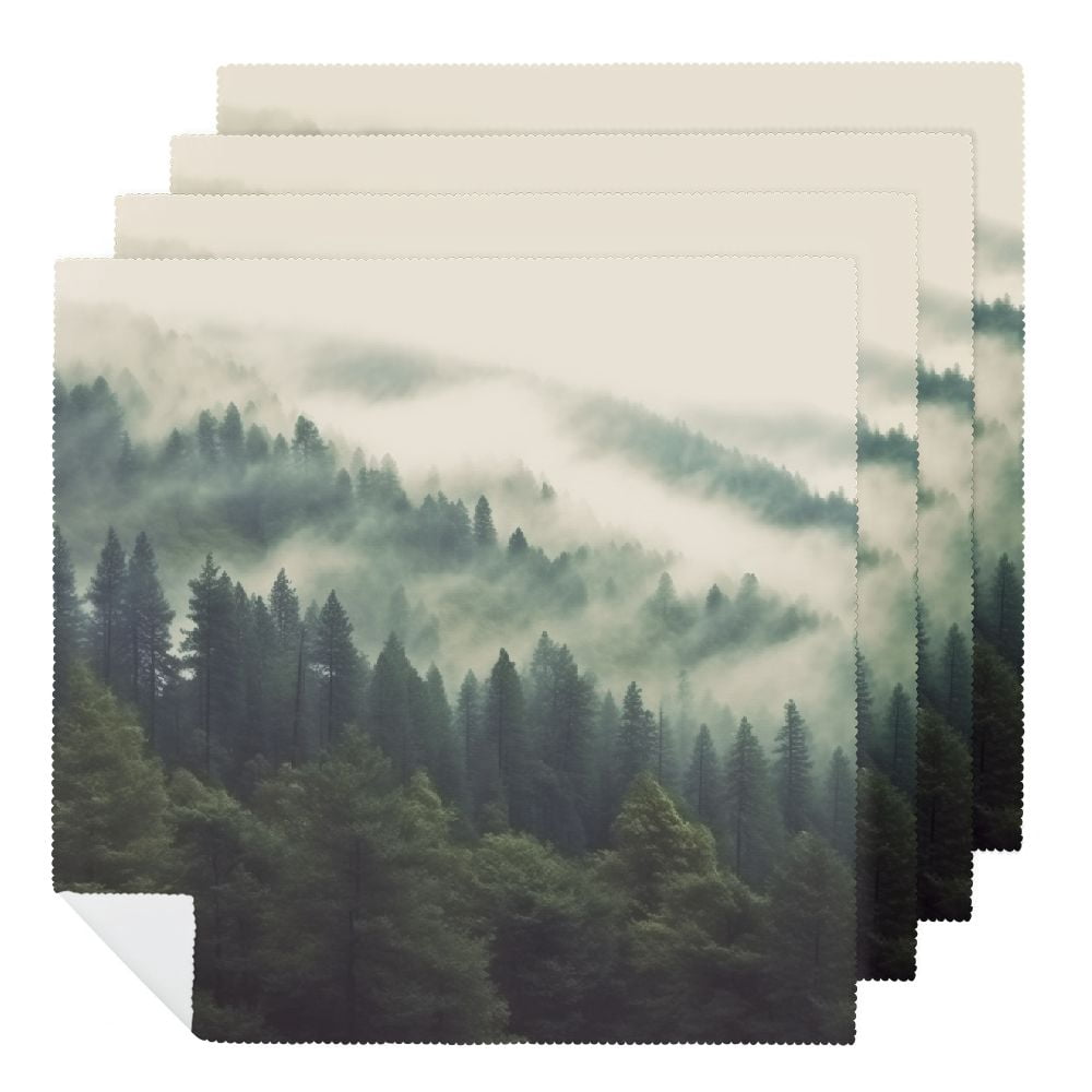 Awypu Trees Foggy Forest Polyester Dinner Napkin for Dining Table ...