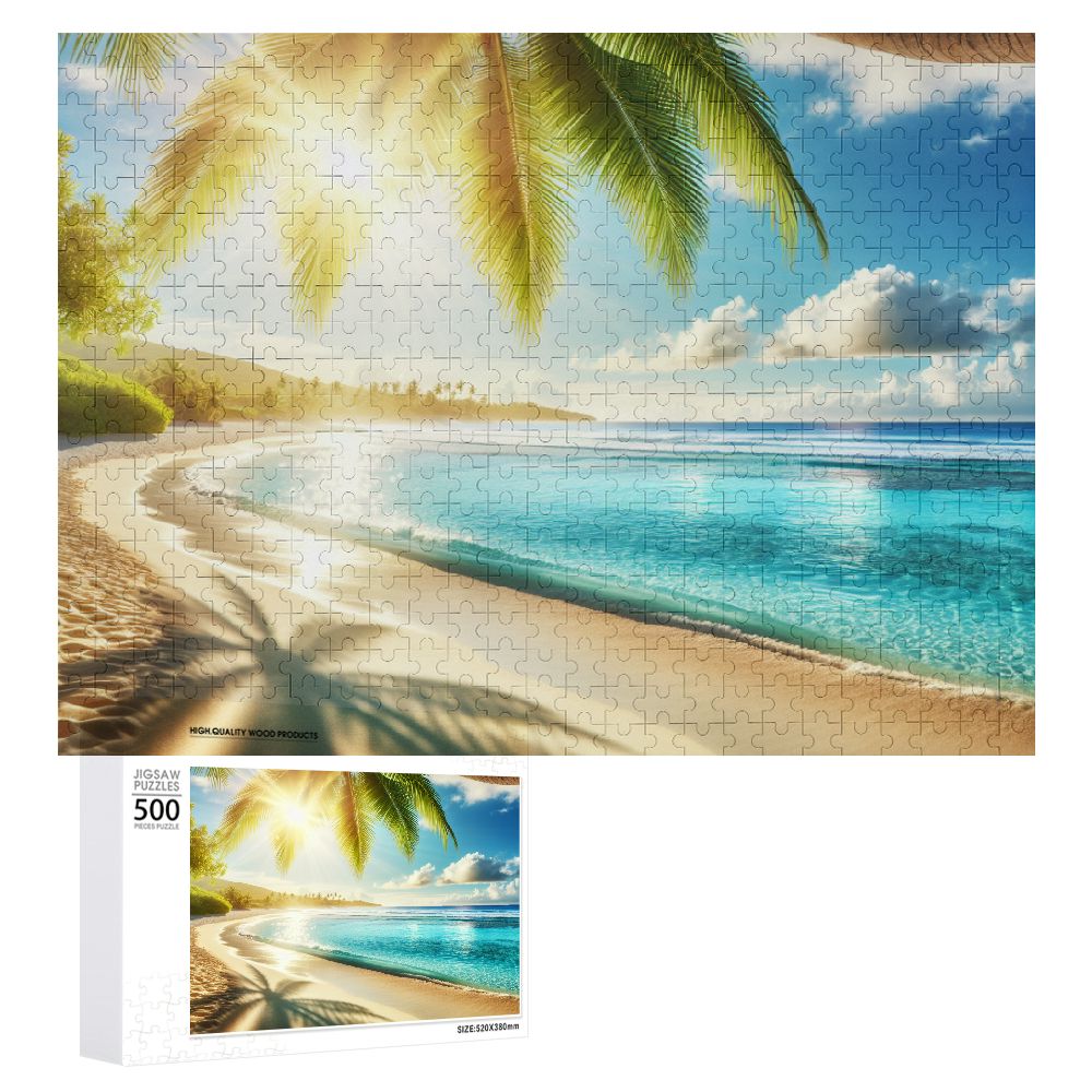 Awypu Tropical Beach Palm Tree Leaves Sandy Caribbean Coastline Ocean ...