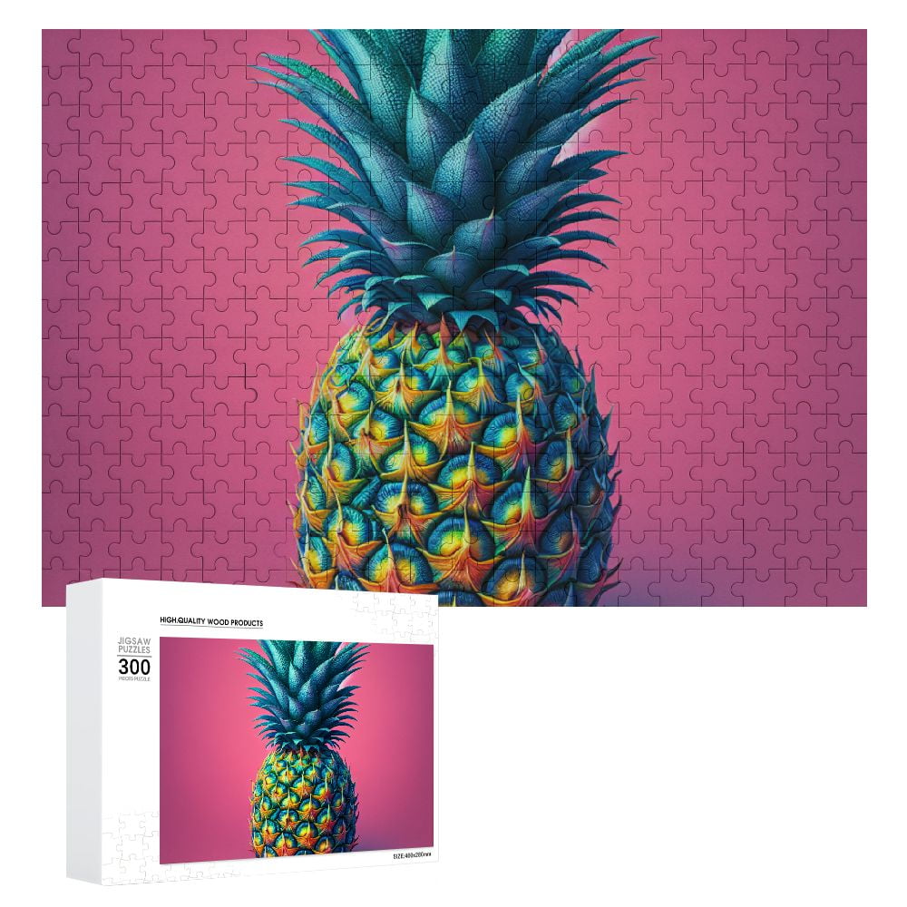 Awypu Vintage Pink Color Big Pineapple Tropical Summer Fruits Wooden ...