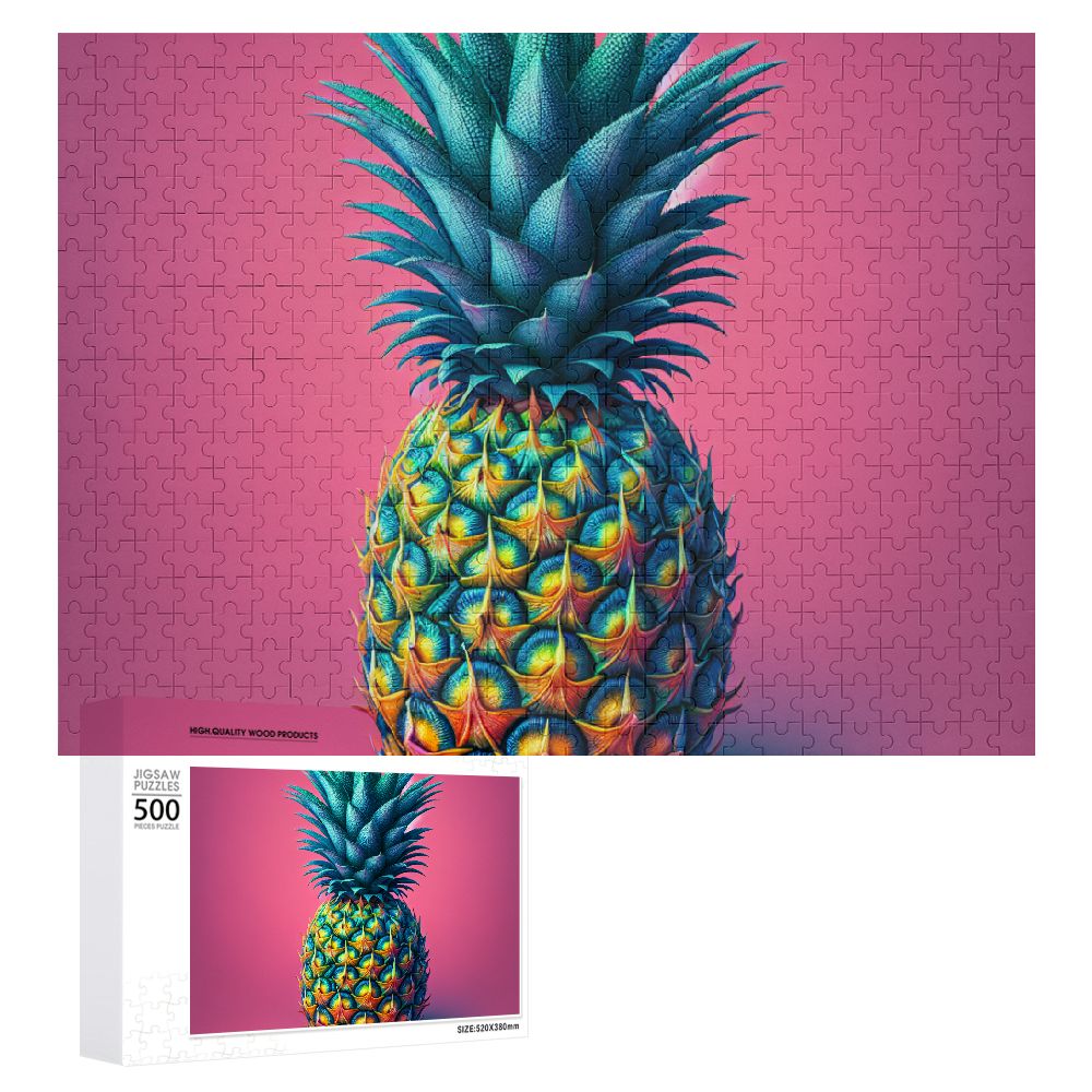 Awypu Vintage Pink Color Big Pineapple Tropical Summer Fruits Wooden ...