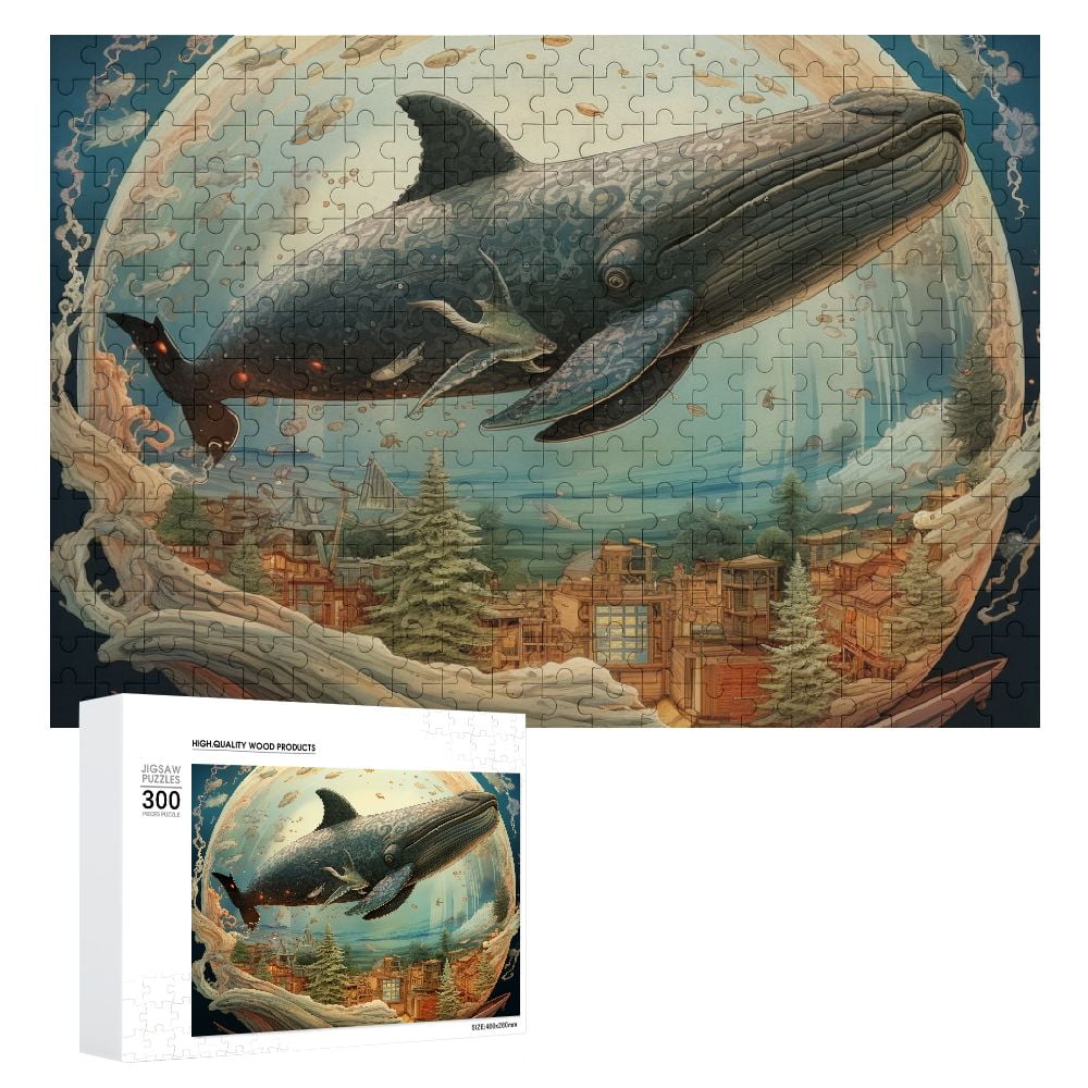 Nawy Whale Fish Water Wooden Jigsaw Puzzle Challenging Difficult Wood ...