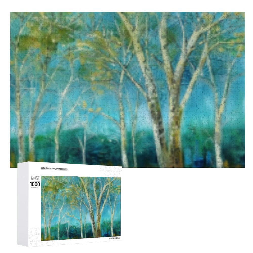 Awypu White Birch Tree Artwork Wooden Jigsaw Puzzle for Family Friends ...