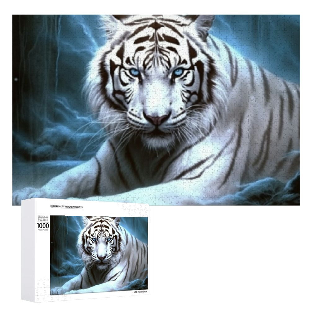 Awypu White Tiger, Lightning Bolt, Wooden Jigsaw Puzzle for Adults and ...