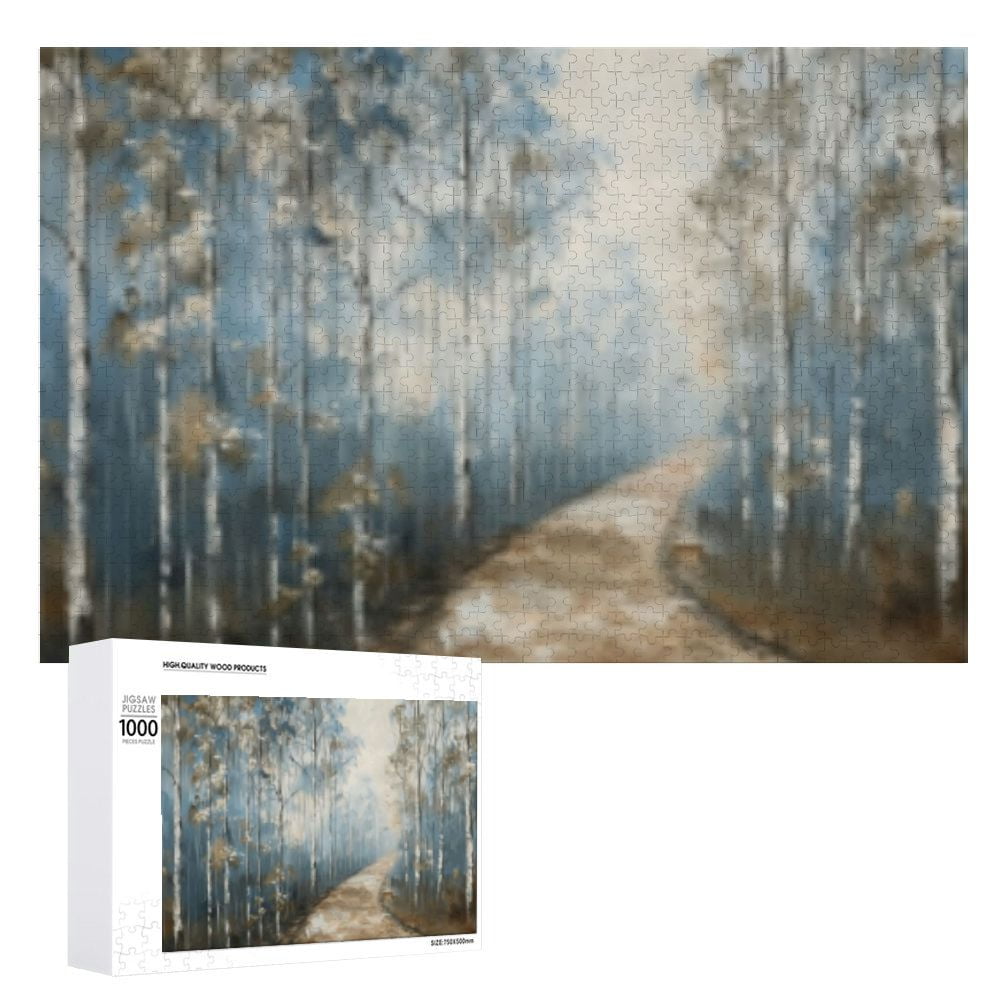 Awypu Wooden Jigsaw Puzzle Abstract Birch Forest Picture Puzzle for ...
