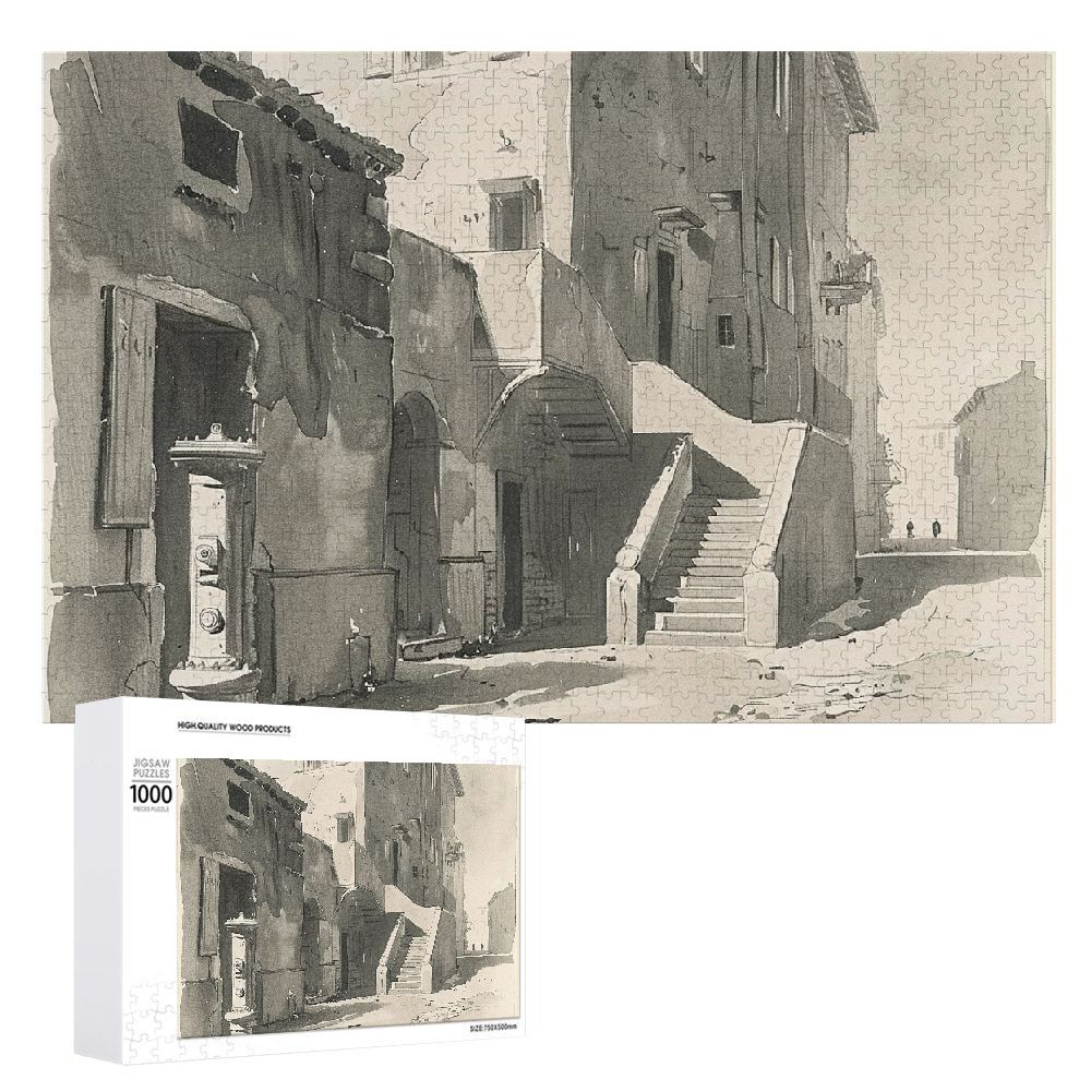 Awypu Wooden Jigsaw Puzzle - Fire Hydrant, Building, Staircase - Gift ...