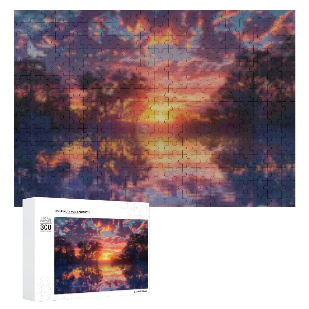 Awypu Wooden Jigsaw Puzzle Lake Art, Lake Life Print Style Puzzle for ...