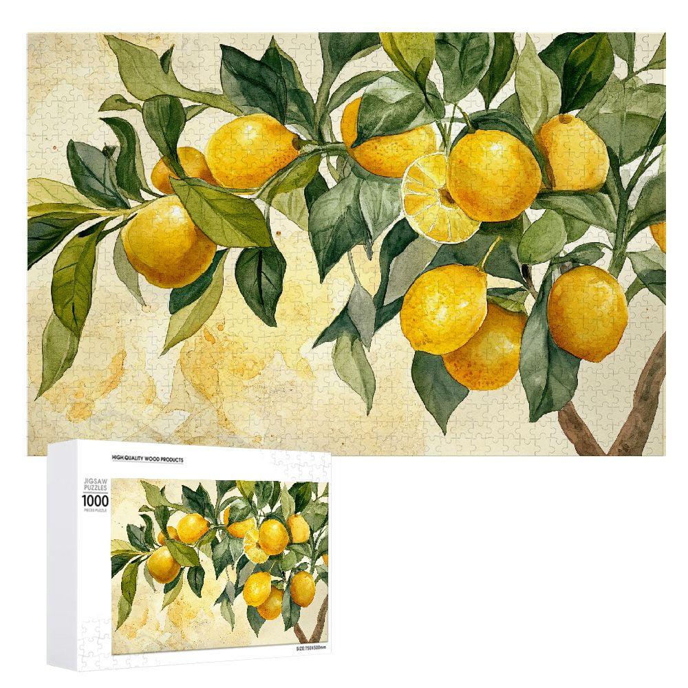 Awypu Wooden Jigsaw Puzzle - Still Life of a Lemon Tree, Watercolor ...