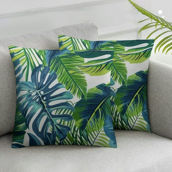 Nawypu 12" x 12" White Tropical Plush Throw Decorative Pillow Cover ...