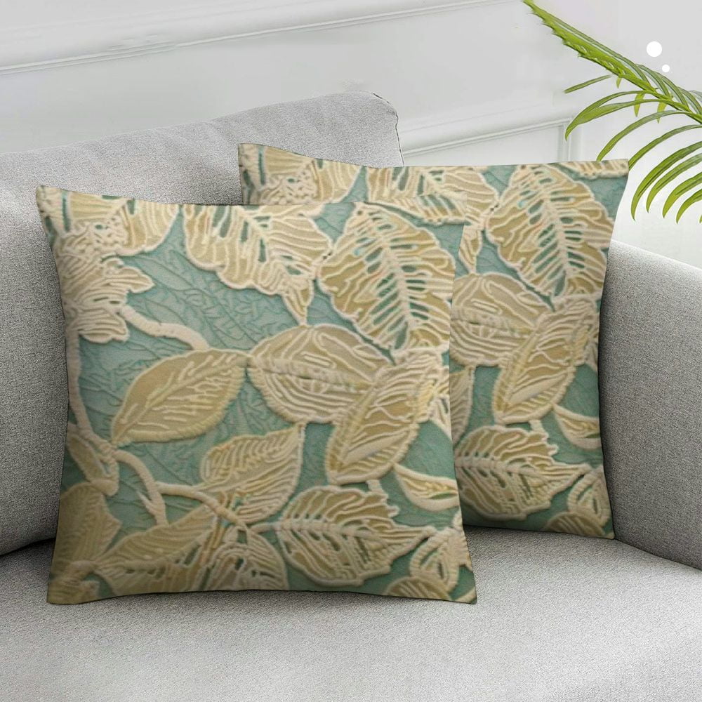 Nawypu 2pcs Beige Rectangle Maple Leaf Pillow Cut Cushion Case Luxury ...