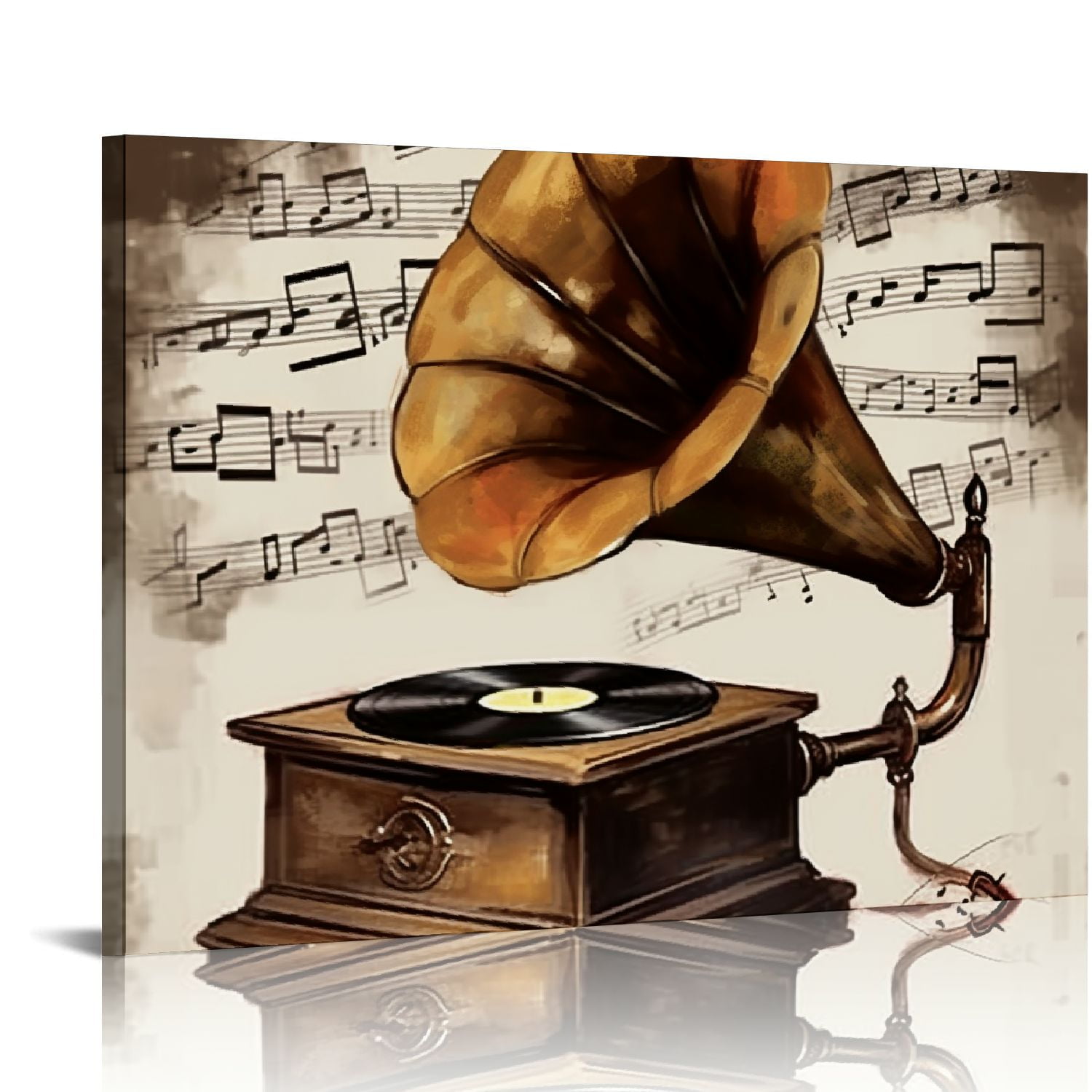 Nawypu 3 Piece Vintage Music Canvas Wall Art Antique Record Phonograph ...