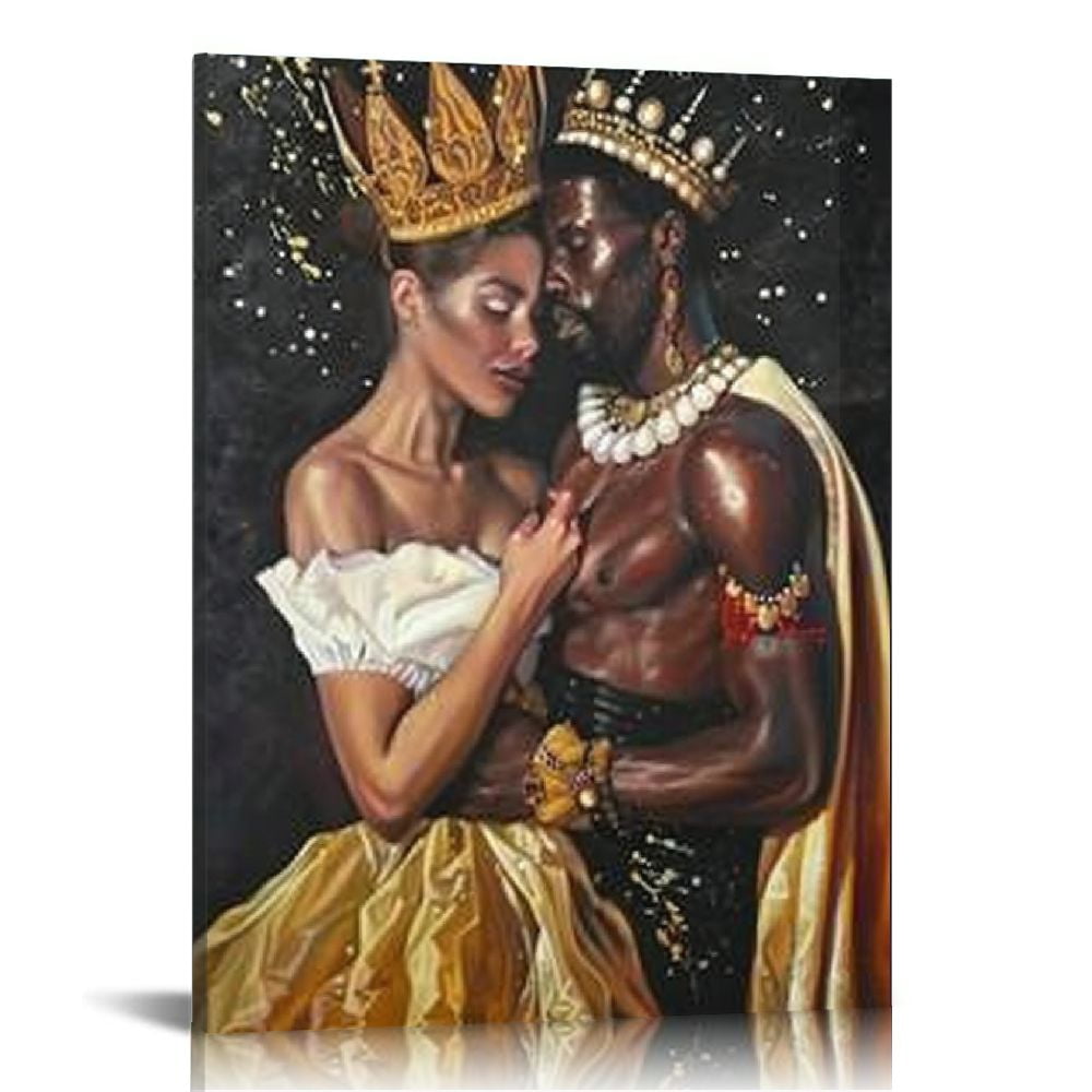 Nawypu 3-Pieces African American Canvas Wall Art, King and Queen Crowns Canvas Print, Black Art ...