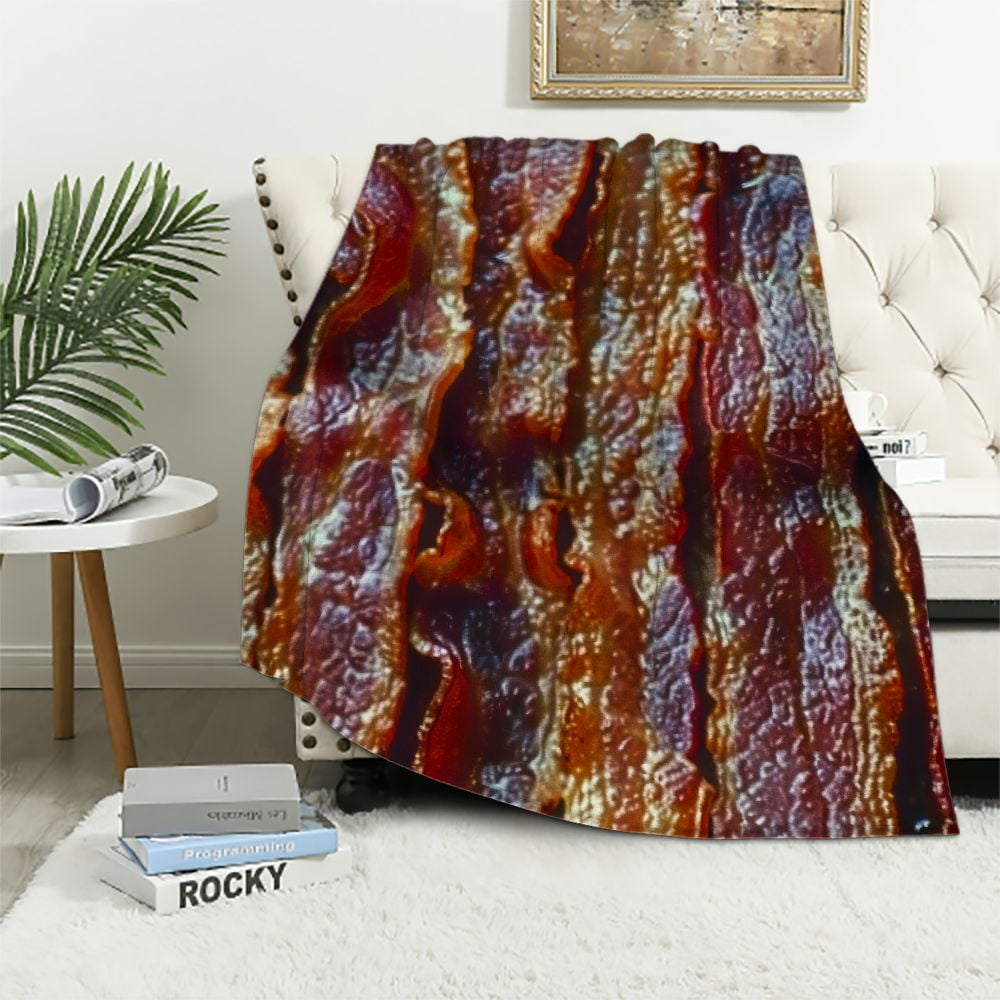 JEUXUS 3D Funny Realistic Food Bacon Flannel Throw Blankets Soft Cozy ...