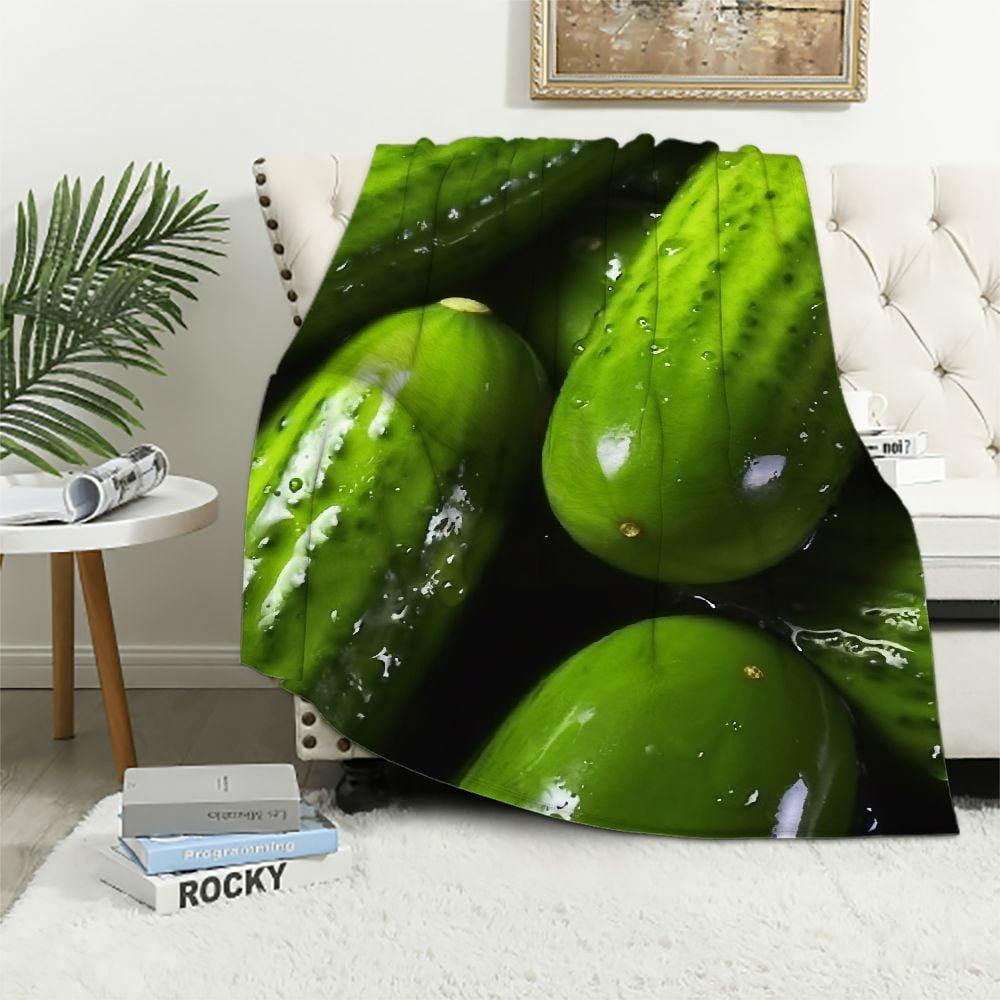 Nawypu 3D Funny Realistic Food Green Pickles Cucumbers Flannel Throw ...