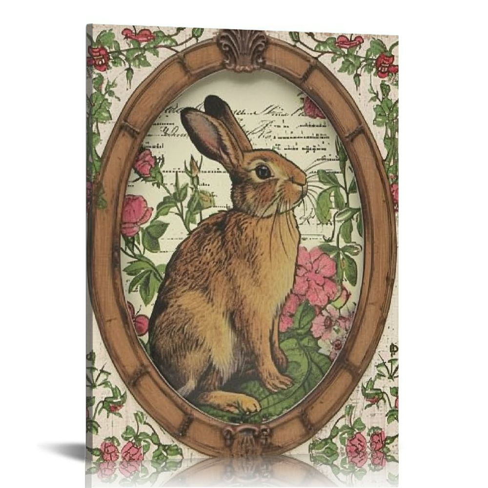 Awypu 3D Rabbit-Shaped Wooden Wall Art Decor | Canvas with Frame ...