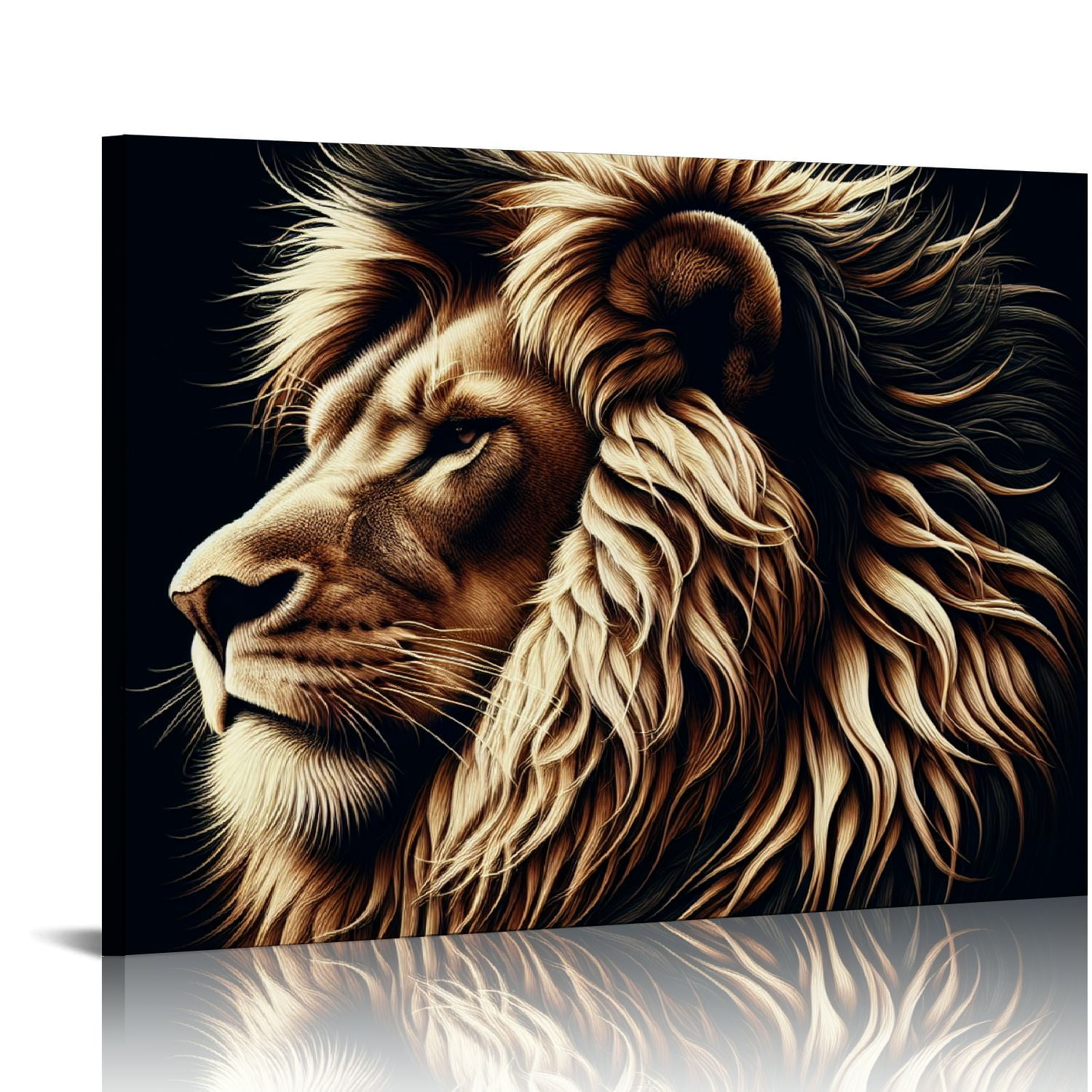 Nawypu A Lion Canvas Wall Art For Living room Bedroom Office Landscape ...