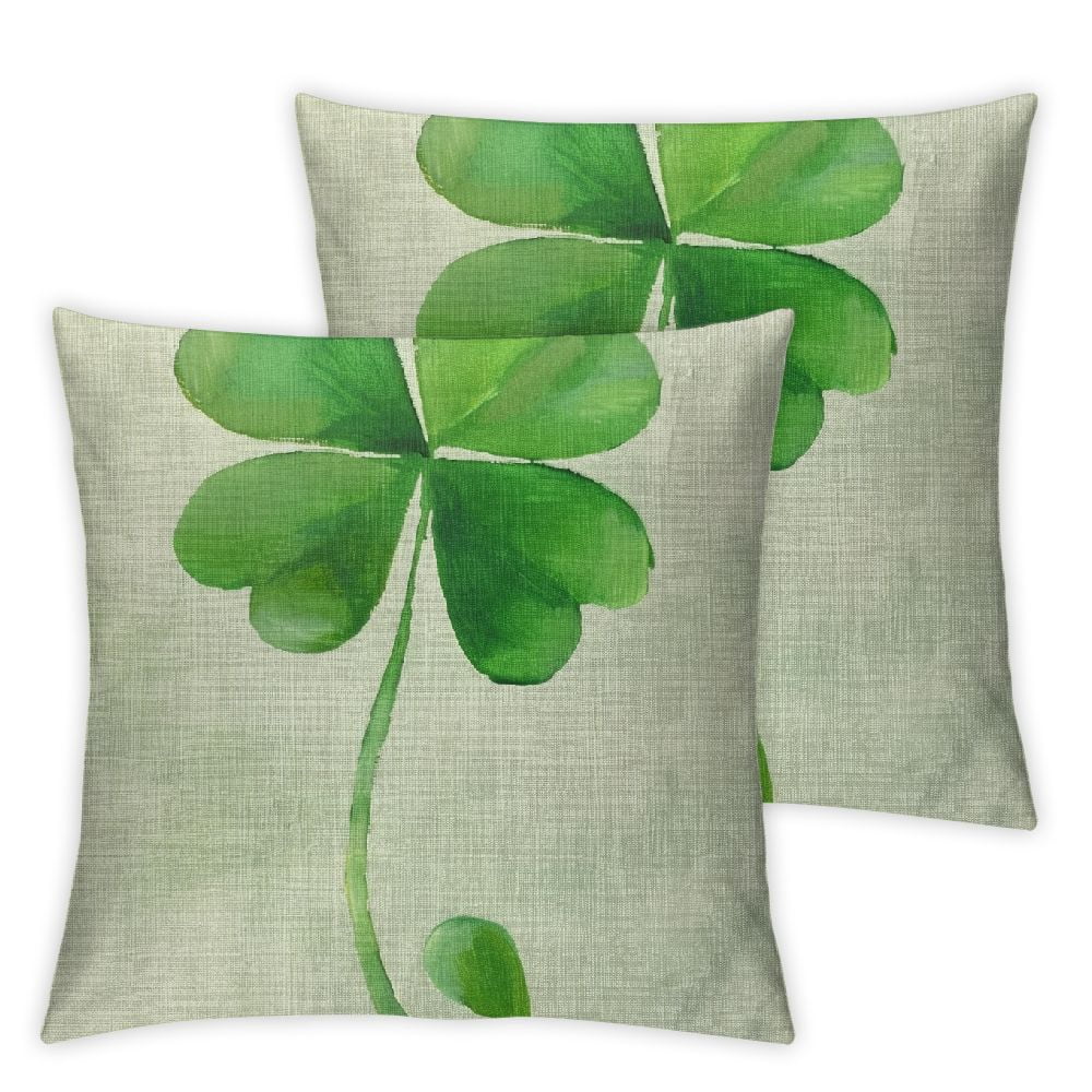 Nawypu AVOIN Watercolor Shamrock Lucky Clover Throw Pillow Cover, St ...
