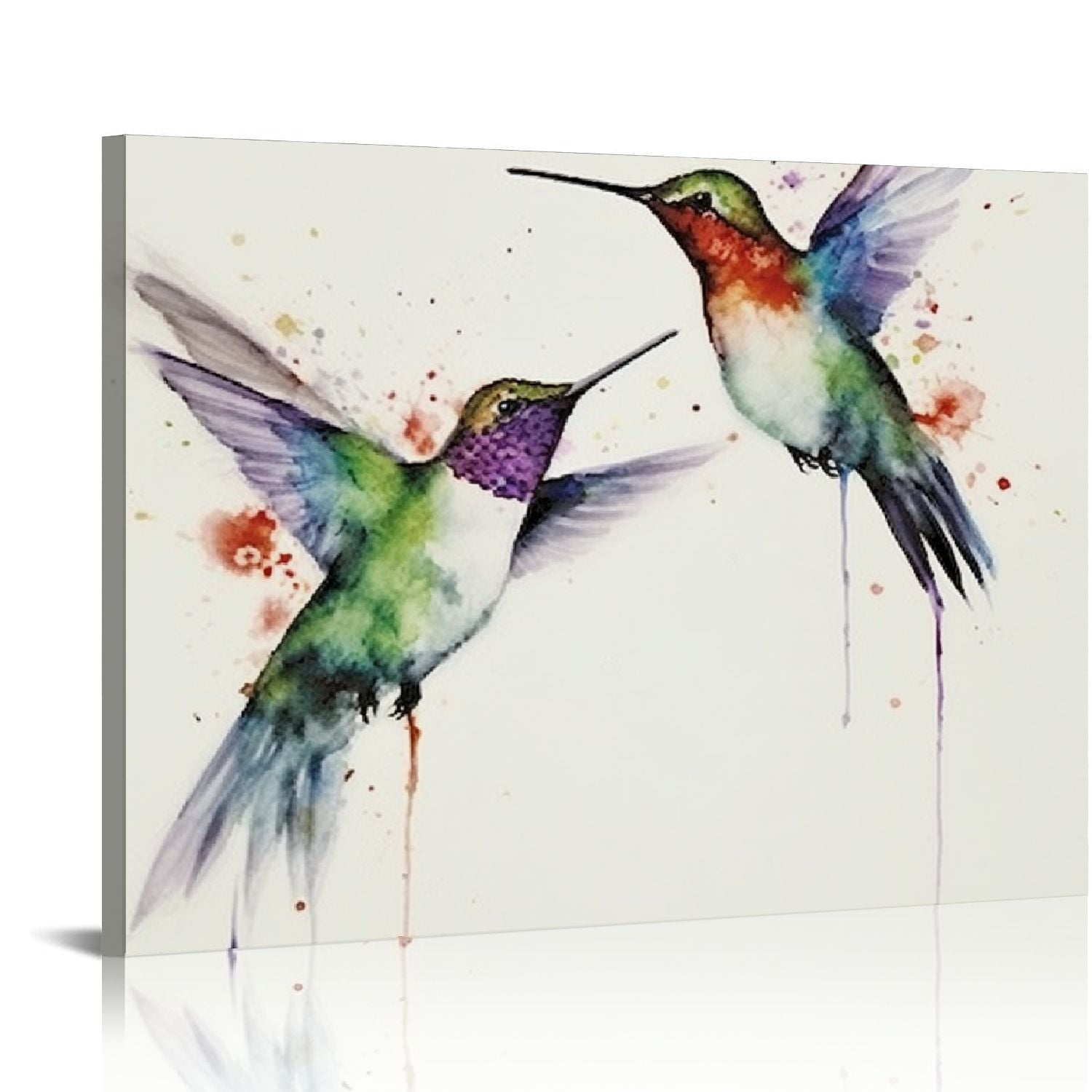 Nawypu Abstract Birds Art Print Watercolor Hummingbirds and Flower ...