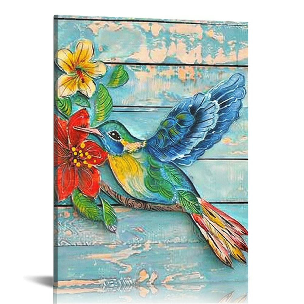 Nawypu Abstract Birds Canvas Art Print Watercolor Hummingbirds ...