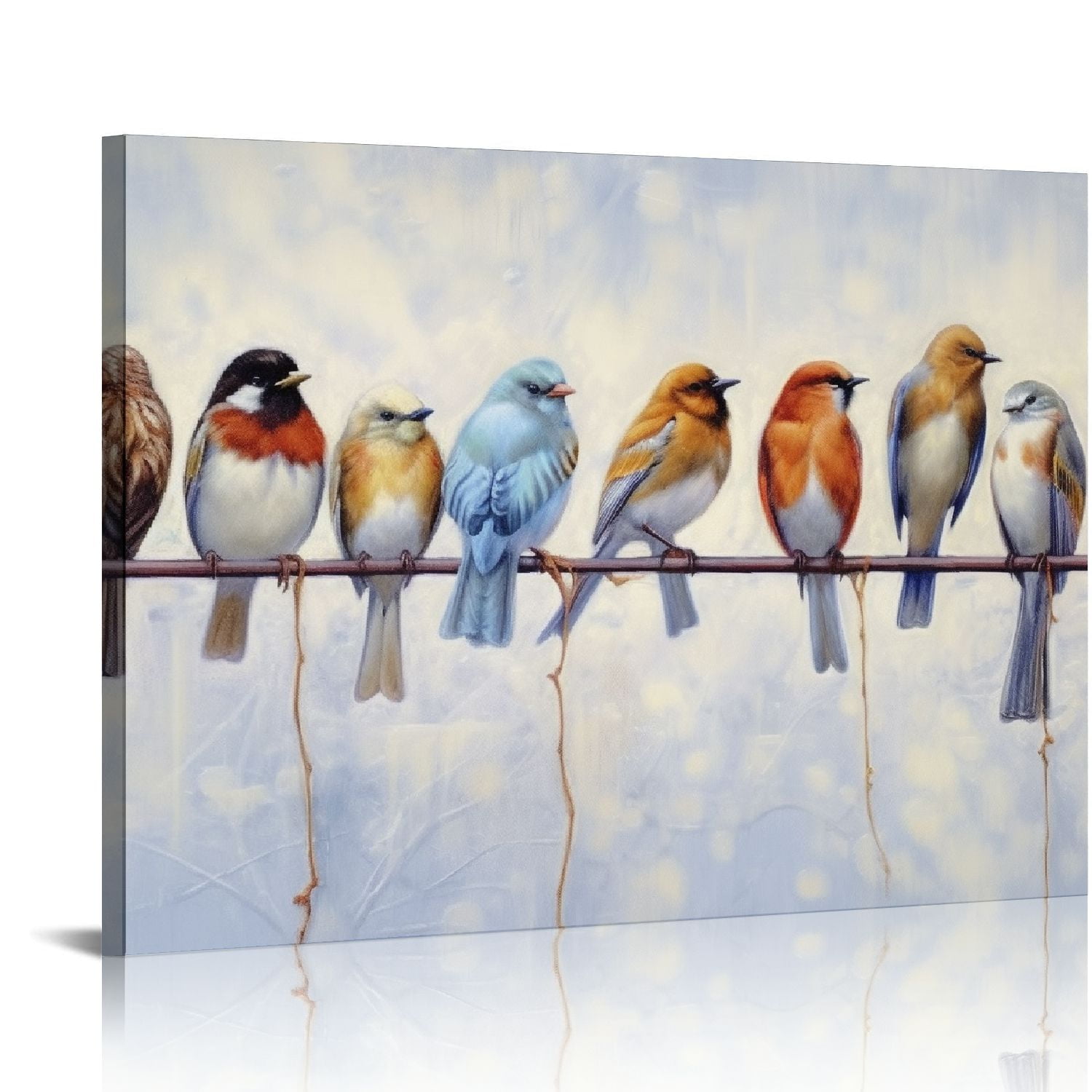 Nawypu Abstract Birds Canvas Wall Art: Colorful Birds on Wire Picture ...