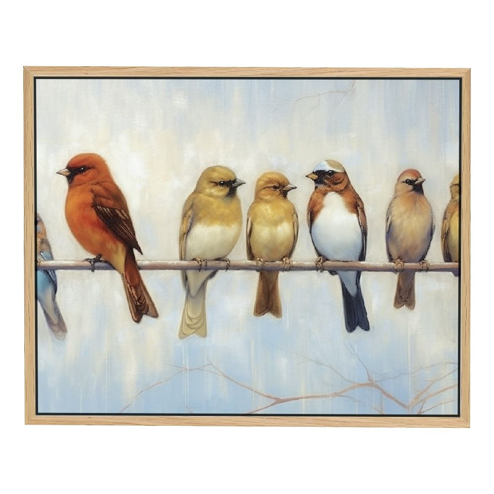 Nawypu Abstract Birds Canvas Wall Art: Colorful Birds on Wire Picture ...