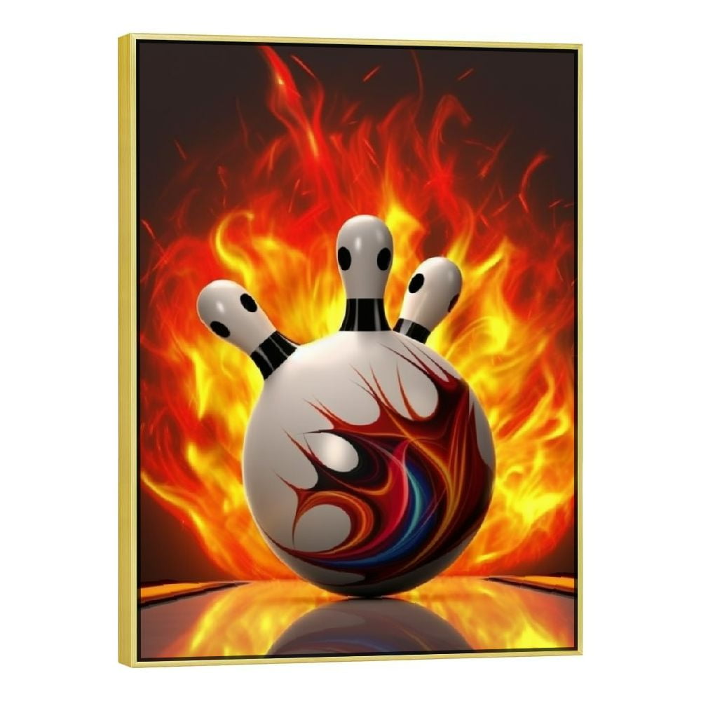 Nawypu Abstract Bowling Ball Crashing into The Pins on fire Framed ...