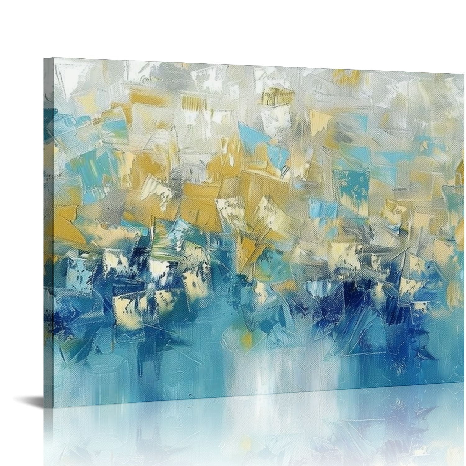 Nawypu Abstract Canvas Artwork Modern Painting: Gleaming Gold Picture ...