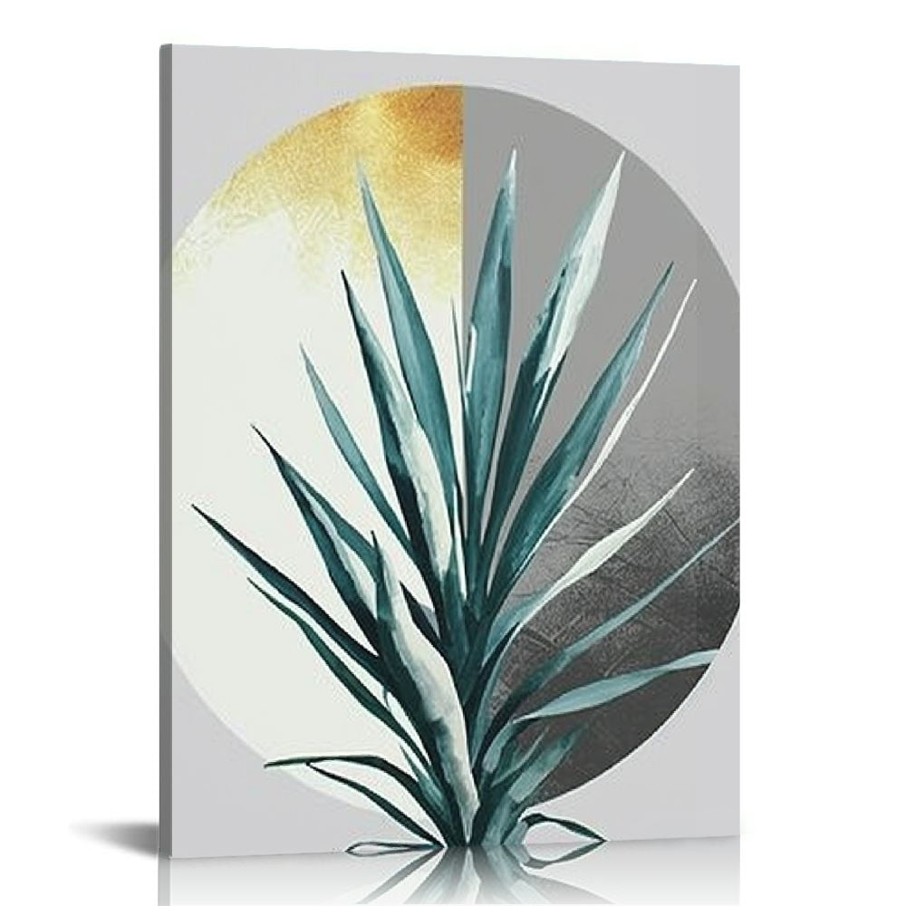 Nawypu Abstract Canvas Wall Art Green Plant Leaves Modern Tropical ...